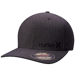 Hurley Men's Caps - Flexfit Curve Bill Baseball Cap - Summer Hats for Men (S-XL), Size Large-X-Large, Grey Black