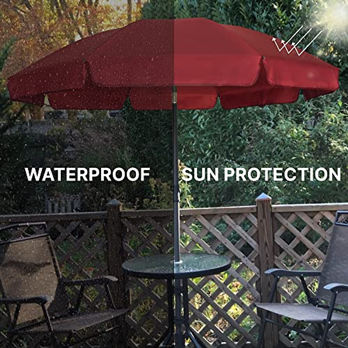 AMMSUN Patio Umbrella 6.5 ft Market Table Umbrella Tilt Steel Pole UPF50+ Protection,Great for Outdoor Garden Backyard (Maroon)