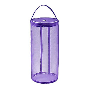 NX Garden Portable Yarn Mesh Bag Hollow Yarn Crochet Knit Bag Zipper Closure DIY Craft Organizer for Thread Storage, Purple