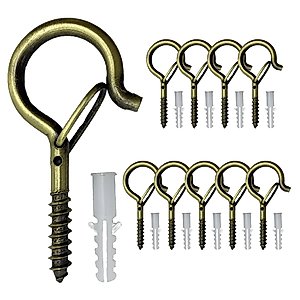 Wasnton 10 Pcs Q-Hanger Screw Hooks with Safety Buckle Design，Wall Mount 2.2 Inch Ceiling Hooks for Hanging Plants Outdoor Wire Fairy Hanger Lights and ​Party