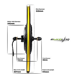 EBIKELING Waterproof Ebike Conversion Kit with Battery 24" Direct Drive Front or Rear Wheel Electric Bike Conversion Kit Ebike Battery & Charger Included 1500W 1200W Electric Bike for Adults