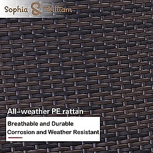 Sophia & William Patio Folding Dining Chairs Set of 2 Outdoor Wicker Rattan Chair with Steel Frame and Armrest for Garden Pool Balcony Lawn