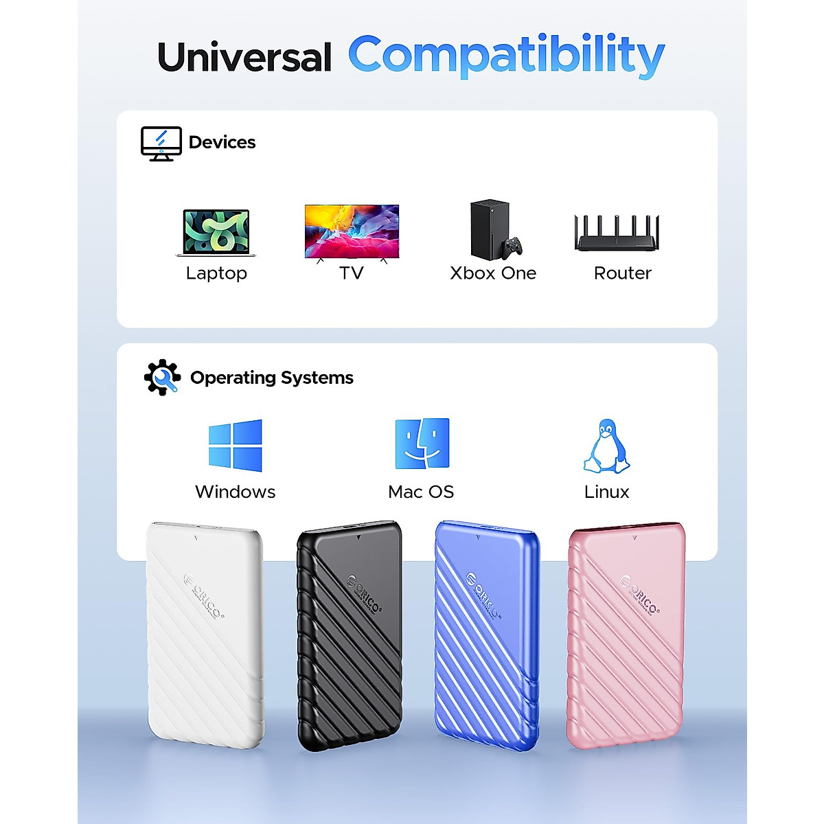 ORICO 2.5 inch External Hard Drive Enclosure USB 3.0 to SATA III for 7mm and 9.5mm SATA HDD SSD Tool Free [UASP Supported] Black (25PW1-U3)