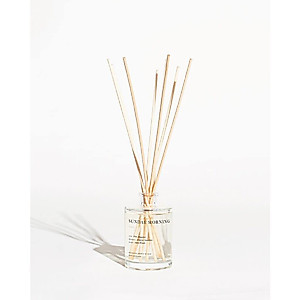 Brooklyn Candle Studio Reed Scent Diffuser - Sunday Morning - Relaxing Oil Diffuser, Pear, Jasmine & Amber Fragrance, 8 Rattan Diffuser Reeds, Clean Ingredients - 3.7oz
