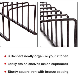 STORAGE MANIAC 2-Pack Kitchen Bakeware Organizer, Multifunctional Pot Lid Holder with Divider for Dinnerware, Cookware, Cutting Boards, Plate, Pan Lids, Cabinet Pantry Container, Tray Rack, Rectangle