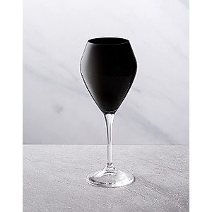 Attractive Durable Stemmed Wine Glasses Set of 6, Lead-Free, Tinted Black Glass with Clear Stem, Quality Drinking Glasses for Red or White Wine. - 15oz Glassware Cups.