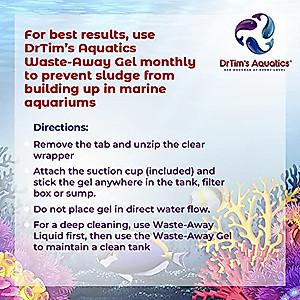DrTim’s Aquatics Reef Safe Waste-Away Time Release Gel – Natural Fish Tank & Aquarium Leave-in Gel Waste Management Solution for Dissolving & Cleaning Organic Sludge & Waste - 2 Pack - Treats 100 gal