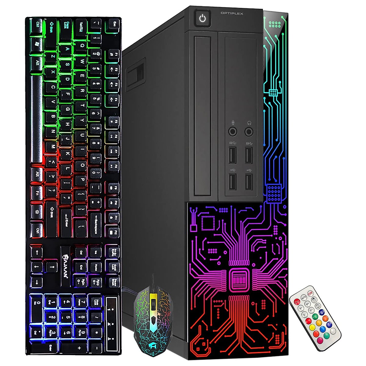 Dell Optiplex Small Desktop Computer (SFF) PC | Quad Core Intel i5 (3.2GHz) | 16GB DDR3 RAM | 512GB SSD | GeForce GT 1030 2GB GDDR5 | RGB Gaming Keyboard & Mouse | Windows 10 HDMI (Renewed)