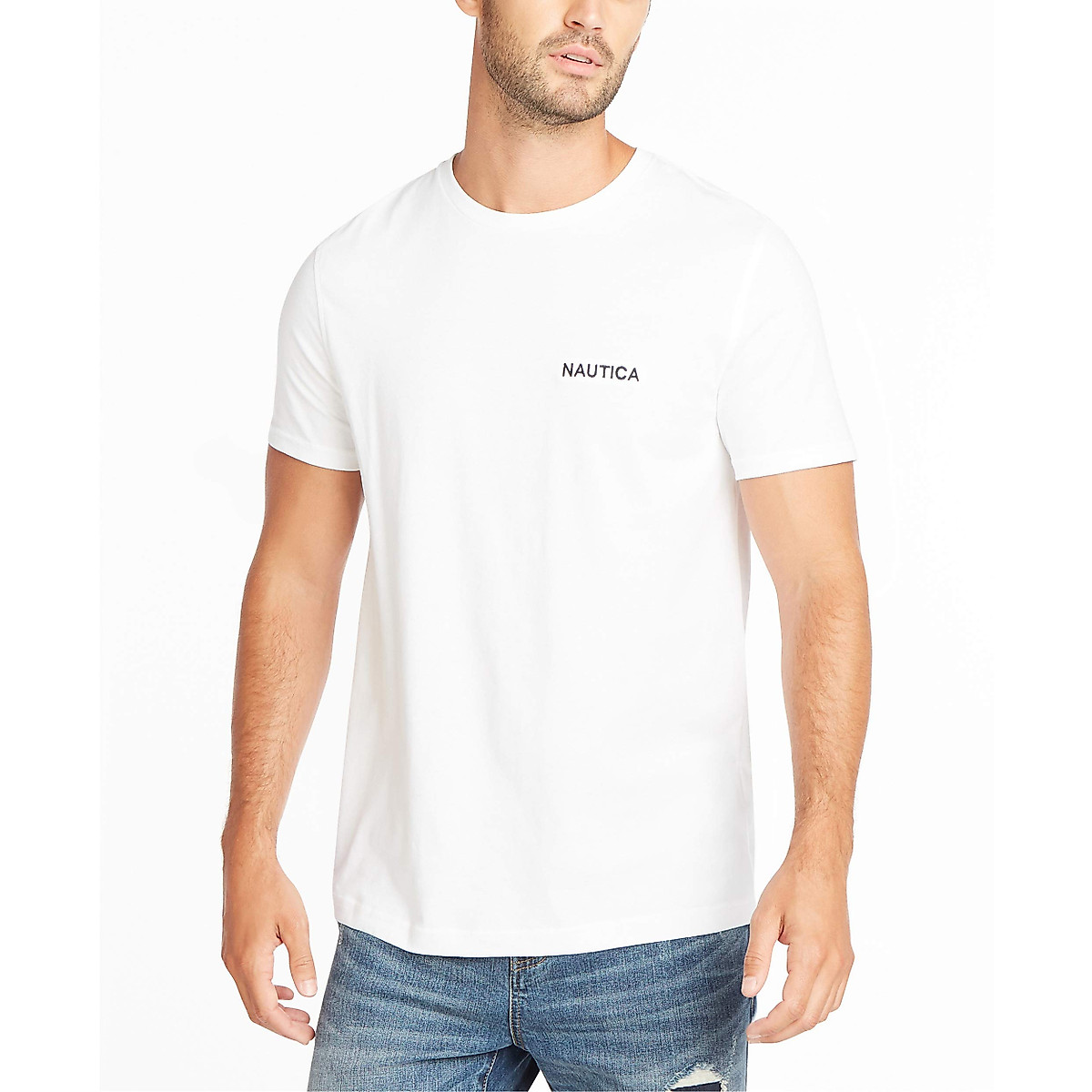 Nautica Men's Short Sleeve Crew Neck T-Shirt, Bright White Solid, Large