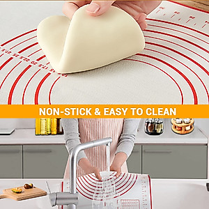 Silicone Baking Mat, Qidoe (16"x 24") Extra Thick Non Stick Baking Mat with Measurement Fondant Mat/Dough Rolling Mat/Counter Mat/Pizza Mat/Oven Liner/Pie Crust Mat Large Non Slip Cooking Pastry Mat