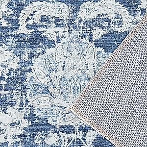 jinchan Area Rug 8x10 Persian Rug Washable Boho Living Room Rug Floral Print Large Rug Indoor Soft Distressed Foldable Carpet Thin Rug Bedroom Dining Room Office Farmhouse Dark Blue