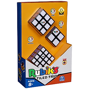 Rubik’s Solve The Cube, 4-Pack Bundle Edge 2x2 Mini 3x3 Original 4x4 Master Brain Tease Toy Gift Set, for Adults & Kids Ages 8 and up Amazon Exclusive
