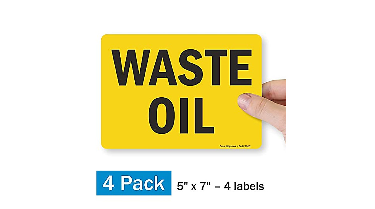 SmartSign Waste Oil Sticker Labels - Pack of 4