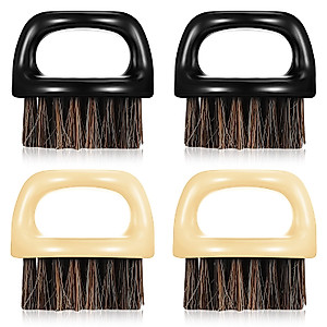 4 Pieces Knuckle Brush Set: Fade Brush, Barber Beard Brush for Men, Face and Neck Brush, Mustache and Hair Brush - Soft Bristles for Styling and Sweeping