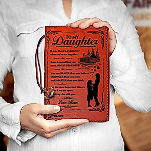 To My Daughter Leather Writing Journal from Mom - Christmas Gift Ideas 2019 - Drawing Sketch Book Travel Diary Refillable Notebook Birthday Wedding Graduation Back to School Gift from Mom to Daughter