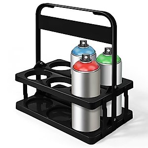 Kevenal Portable Spray Can Holder, Paint Bottle Organizer for Garage & Home, 6 Holes Spray Bottle Storage Rack, Spray Bottle Organizer - Black