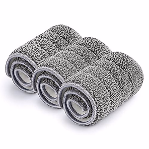 HOMTOYOU Microfiber Spray Mop Pads Reusable Washable Mop Flat Replacement Heads Refill Pack for Dust Wet Or Dry Floor Cleaning and Commercial Cleaning Refills -3Pack