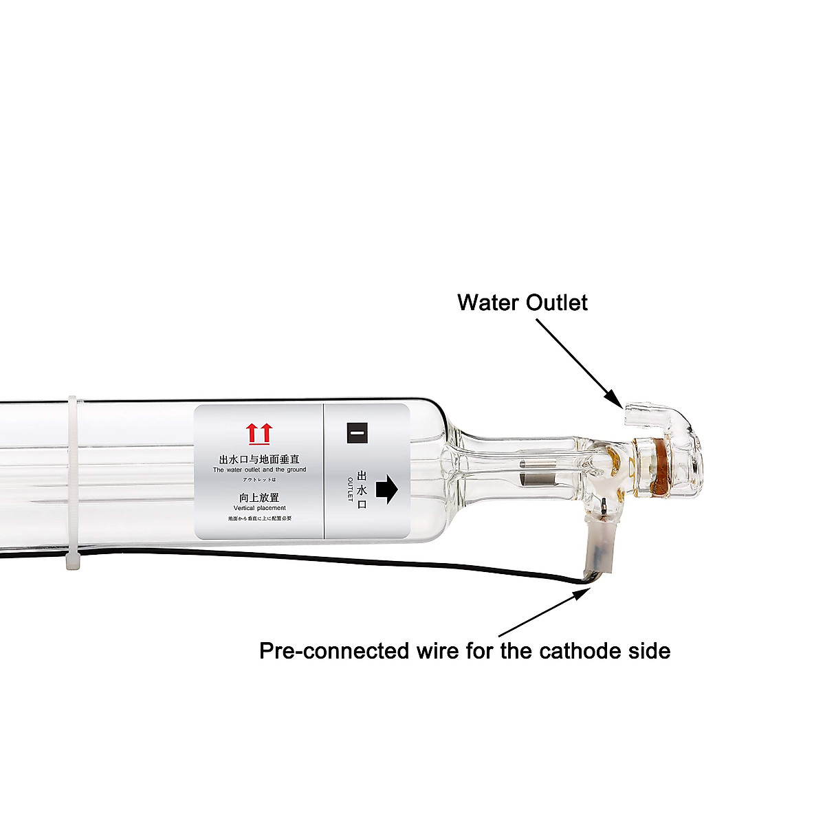 TEN-HIGH 50W CO2 Laser Tube 800mm D50mm, Wires Preconnected with Coating, for Laser Cutter Laser Engraving Cutting Machine