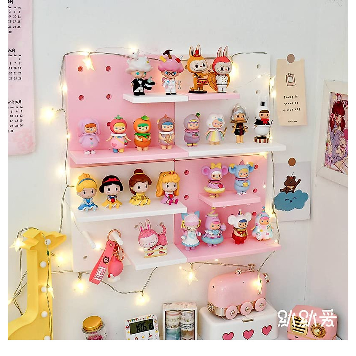 CHERSE Kawaii Room Decor Cute Floating Shelves Wall Storage Rack Hole Plate Storage Shelf for Teen Girls Dorm Bedroom Essentials (White)