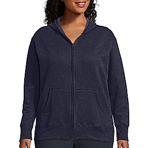 JUST MY SIZE womens Comfortsoft Ecosmart Fleece Full-zip Women's athletic hoodies, Navy Heather, 3X US