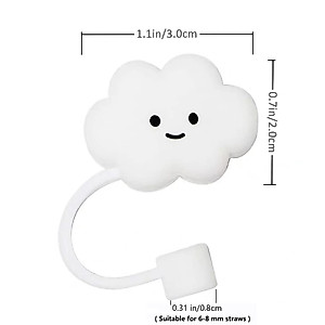2pcs Straw Tips Cover Cloud Shape Straw Tips Cover Silicone Straw Plugs Reusable Straw Covers Plugs Party Straw Cap Drinking Straw Protector for Straw