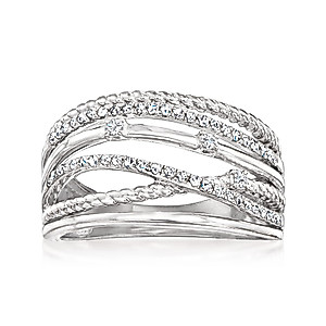 Ross-Simons 0.25 ct. t.w. Diamond Highway Ring in Sterling Silver. Size 7