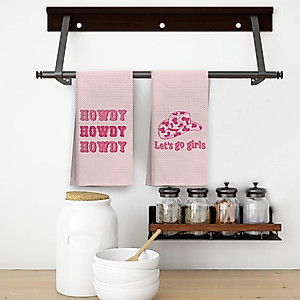 OHSUL Preppy Bathroom Decor, Kitchen Towels Pink, Pink Kitchen Towels Hand Dish Towels, Hot Pink Bathroom Accessories Pink Bathroom Decor, Pink Kitchen Decor, Pink Cowgirl Decor