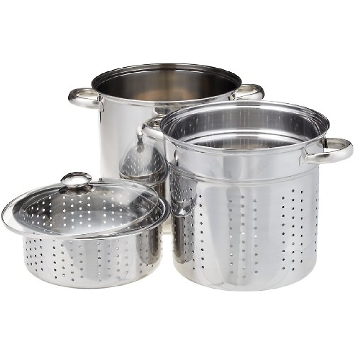 EXCELSTEEL 4 Piece 18/10 Stainless Steel Multi-Cookware Set With Encapsulated Base, 12 Qt
