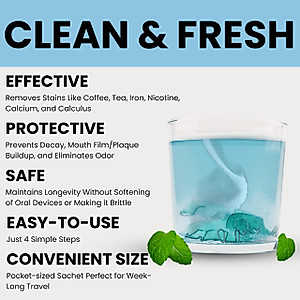 Smile Again Denture, Mouth Guard, Night Guard, Retainer Cleaner and Disinfectant - Mint Flavor - 6 Month Supply …