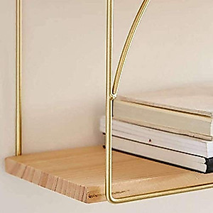 QUUL Wall Mounted 3 Tier, Metal Display Organizer Rack Holder Floating Shelves for Bedroom Living Room Kitchen Office Golden