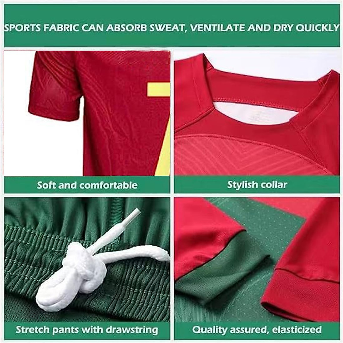 Football Jersey, jersey 2022 Soccer Jersey, T-Shirt Boys Kids Youth Jersey Socks Soccer Shirt Kit Set (6-7 Years, Red)