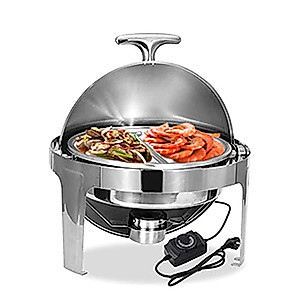 6L Stainless Steel Chafing Dishes 400W Electric Food Warmers Buffet Server for Parties Commercial/Home Chafing Dishes for Catering Hotels Restaurant (1/2 Size PAN)