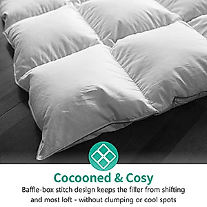 APSMILE Full/Queen Size Goose Feathers Down Comforter Duvet Insert - Ultra-Soft All Season Down Comforter Hotel Collection Comforter, 46 Oz Fluffy Medium Warmth (90x90, White)