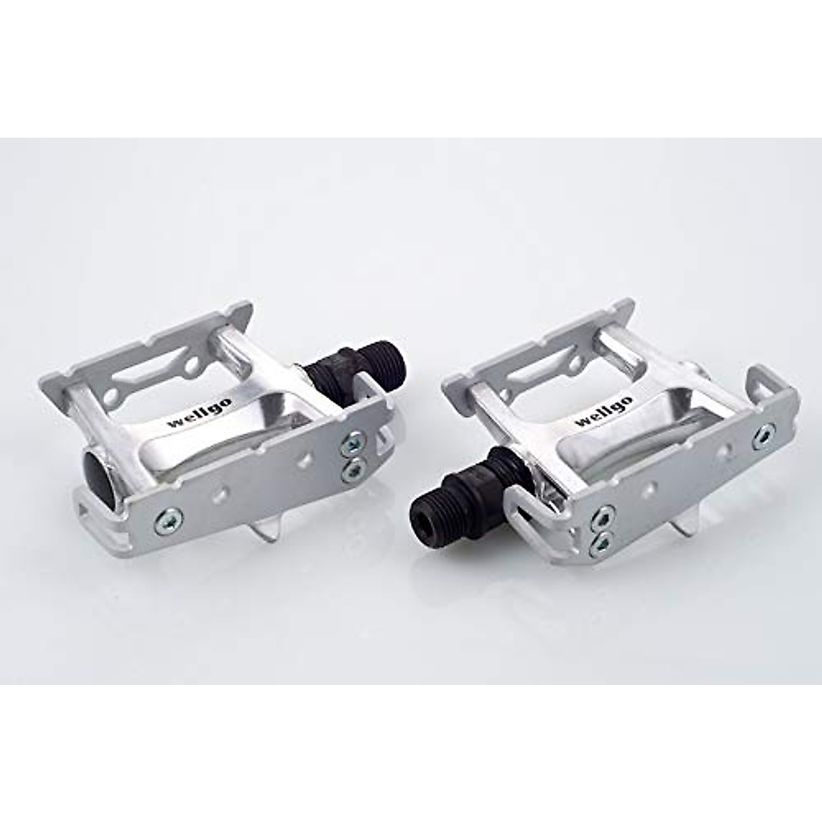 New WELLGO R025 Track Fixed Gear Road Bike Pedals (Toe Clip Strap Ready) (Silver)