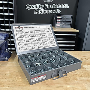Grade 5 Hex Cap Bolts Screws, Nuts, Washers, Lock Washers Assortment Kit - 574 Pieces!