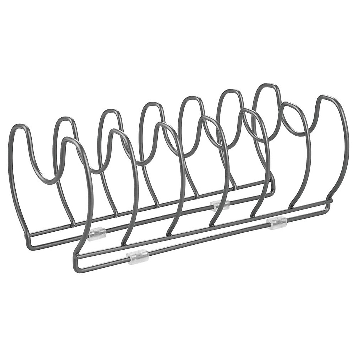 mDesign Metal Wire Pot/Pan Organizer Rack for Kitchen Cabinet, Pantry Shelves, 6 Slots for Vertical or Horizontal Storage of Skillets, Frying or Sauce Pans, Lids, Baking Stones - Graphite Gray