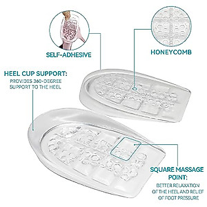 BIGGCOOL Gel Heel Cups, Heel Cushions for Heel Pain, Heel Support Pads for Bone Spur, Achilles Tendonitis, Sever's Disease, Shoe Heel Inserts for Women/Men (Small)