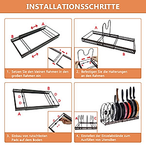 SPEENSUN Pot And Pan Organizer For Cabinet,Pan Organizer,Expandable Detachable Lid Organizer With 10 Adjustable Dividers,Not Easy To Tilt Or Bend,Heavy Iron Pot Organizer Rack,Christmas Gifts For Mom