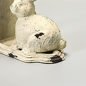 Retrome Rabbit Bookends, 1 Pair Bunny Book Ends, Distressed White