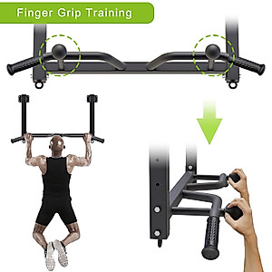 Kipika Multifunctional Joist Mounted Pull Up Bar, 4 Levels of Height Adjustment, Multi-Angle Grip, Chin Up Bar Joist Mount, Home Gym Workout Strength Training Equipment