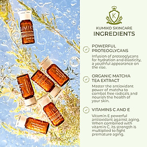 KUMIKO Ultimate Age Defying Matcha Revitalizing Facial Ampoule for Men and Women - Facial Serum Hydrates & Plumps Skin - Defend, Restore and Rejuvenate All Skin Types with Vitamin C - 15 Vials