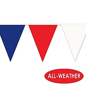Beistle 2 Piece Indoor Outdoor Plastic Patriotic Pennant Banner 4th of July, Decorations Labor Day, USA Party Supplies