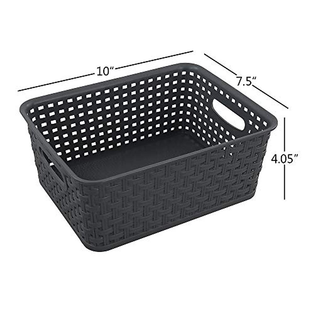 Xowine 6-Pack Plastic Storage Basket, 10" x 7.5" x 4.05", Gray