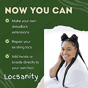 Locsanity Afro Kinky 100% Bulk Natural Human Hair - Braiding Hair for Dreadlocks, Loc Repair, Dreadlock Extensions, Twists, Braids - 8 Inches Long, 1 Oz - Natural Undyed