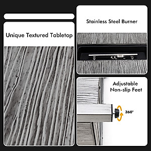 Giantex Outdoor Fire Pit Table - 43 Inch Propane Fire Pit, 50,000 BTU Gas Fire Table with Removable Metal Lid, Hideaway Tank Storage, Waterproof Cover, Lava Rocks, CSA Certificated Patio Firepit, Gray