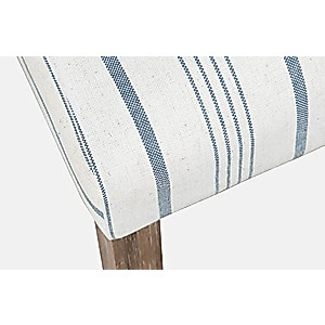 Jofran Eastern Tides Upholstered Parsons Dining Chair, Off-White with Blue Stripes