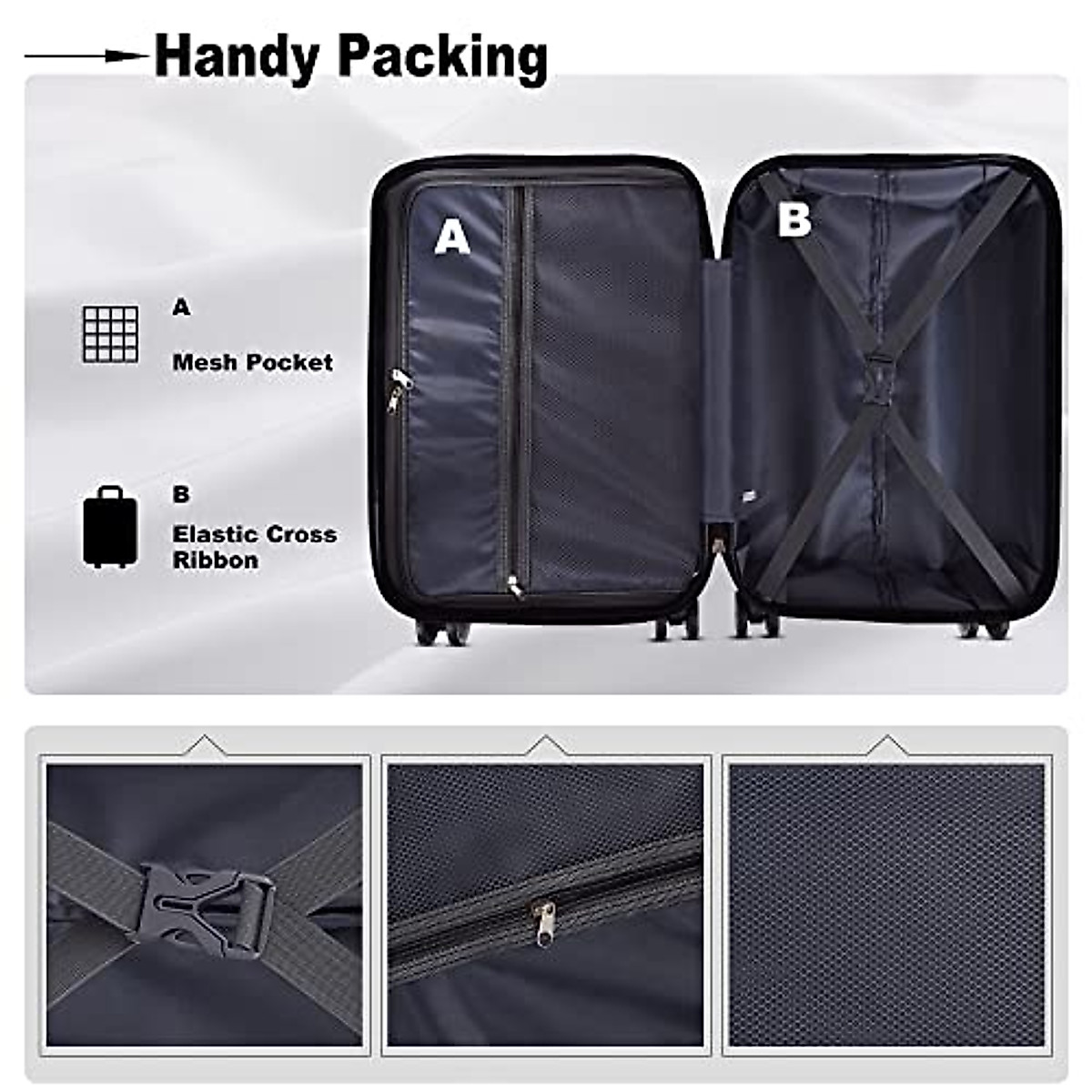 HOUAGI Luggage Sets Expandable ABS Hardshell 3pcs Clearance Luggage Hardside Lightweight Durable Suitcase sets Spinner Wheels Suitcase with TSA Lock 20in/24in/28in