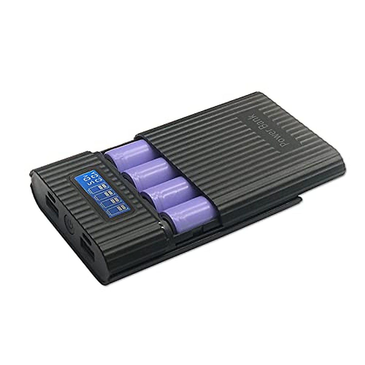 Battery Charger Case,Portable DIY Power Bank Box with LCD Display 2 USB Output,Micro and Type c Input, Smart Charger for 3.7v Li-ion Rechargeable Battery (Battery Not Included)
