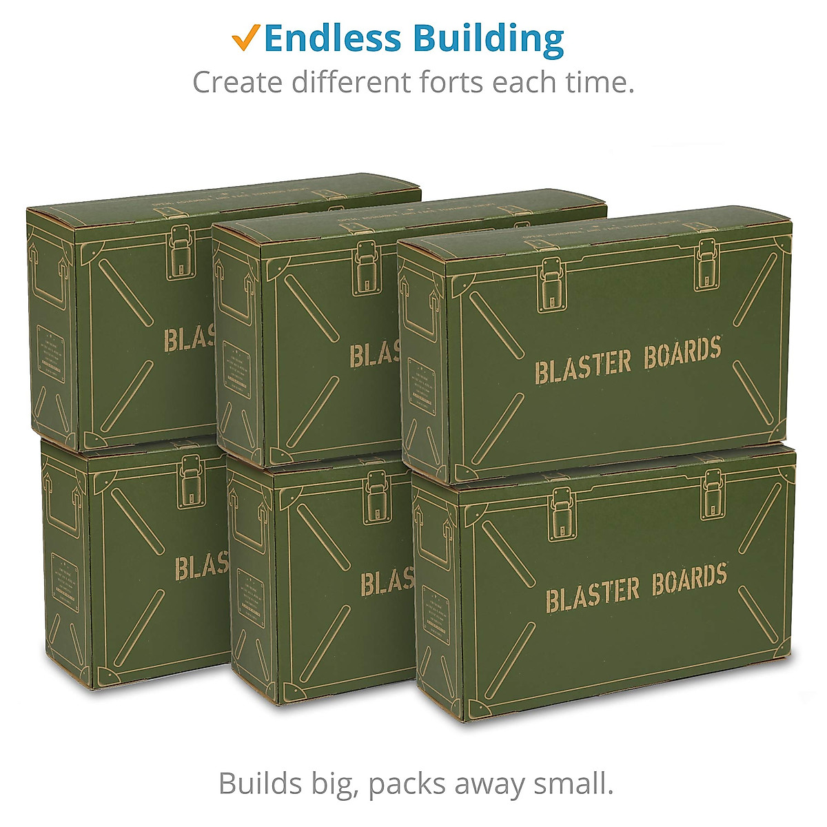 Blaster Boards - 6 Pack | Kids Fort Building Kit for Nerf Wars & Creative Play | 276 Piece Set