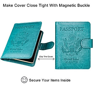 WALNEW Passport Holder Cover Case RFID Passport Travel Wallet, Blue